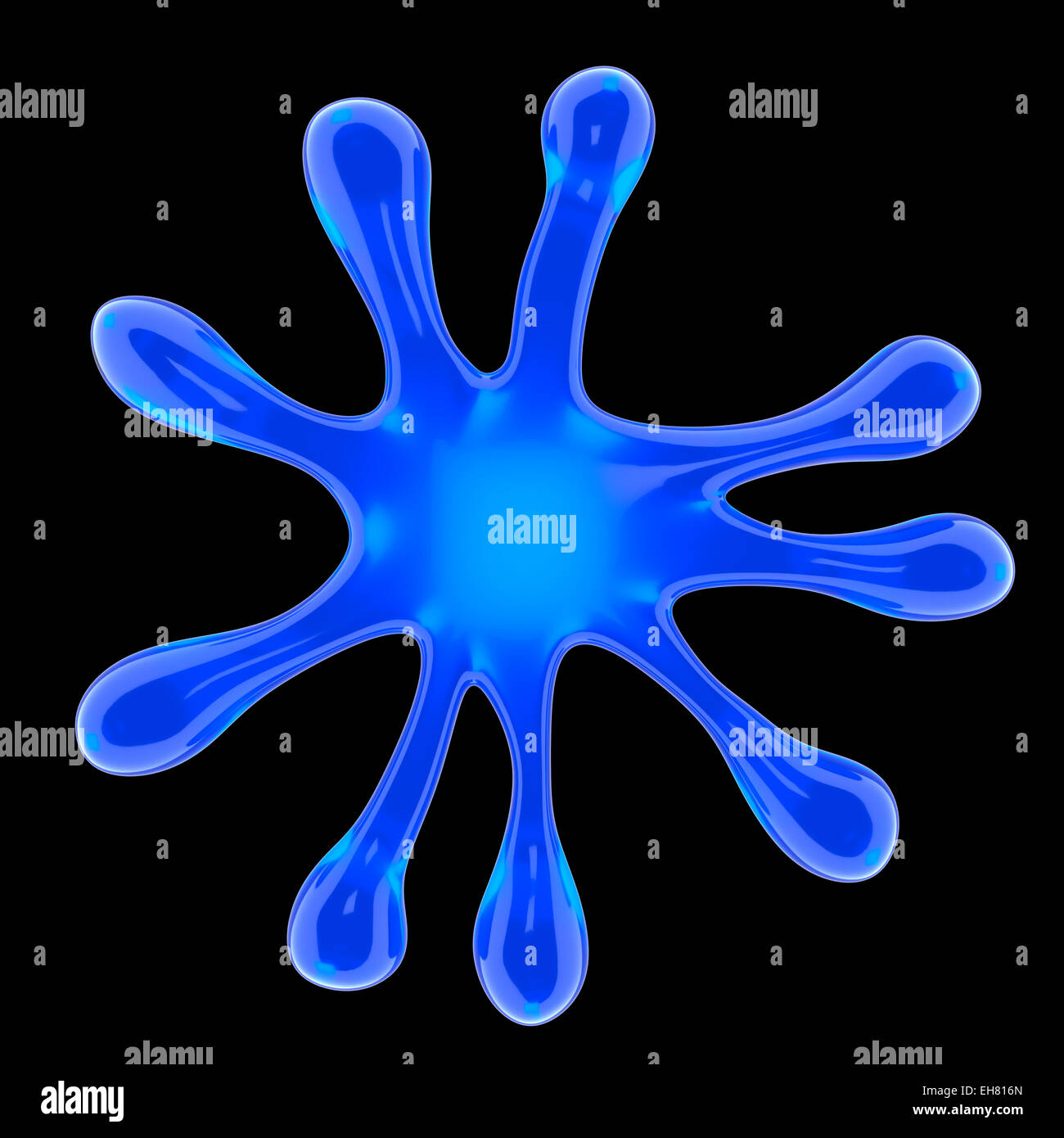 Blue microbe or fluid splash isolated over black background Stock Photo ...