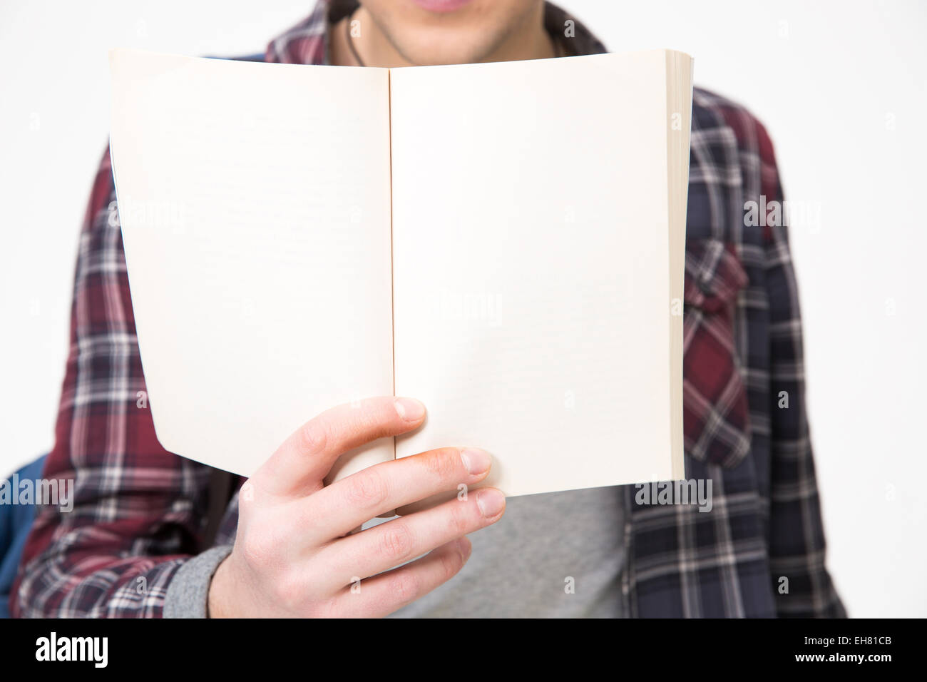 Closeup portrait of a male hands holding blank notebook Stock Photo - Alamy
