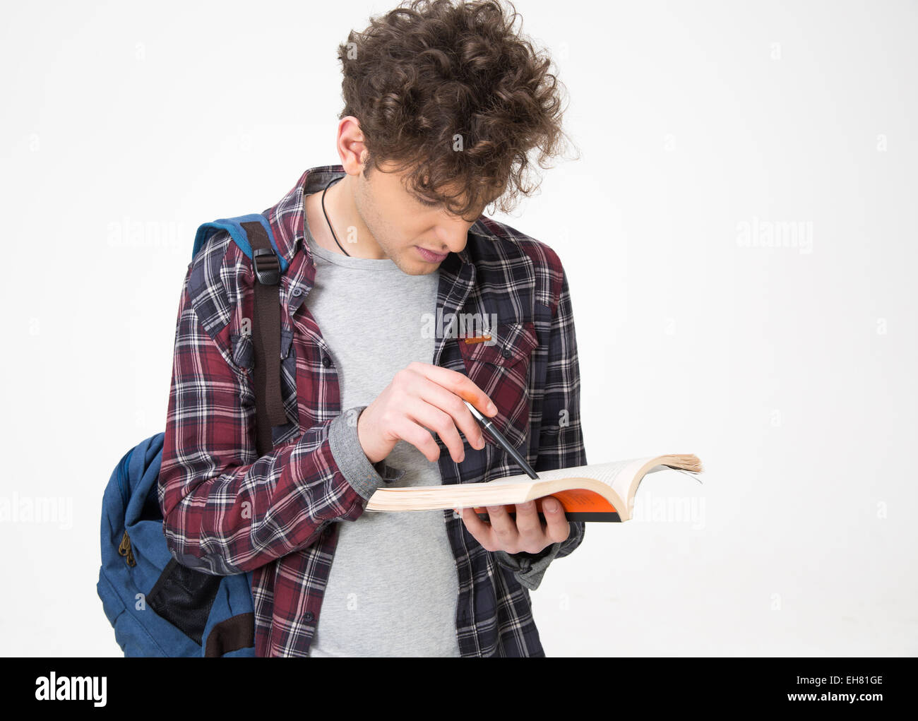 Male student book pen hi-res stock photography and images - Alamy