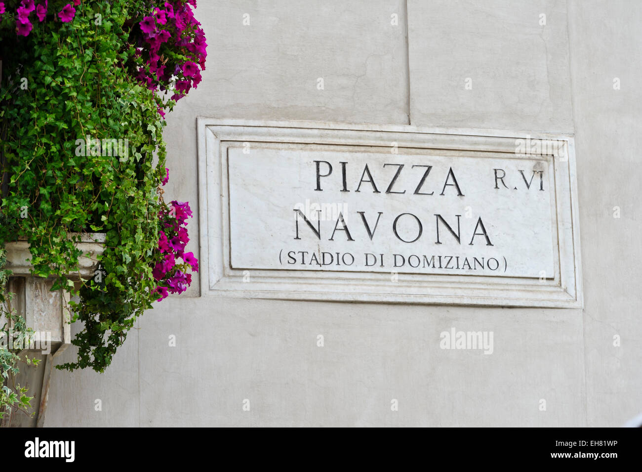 A street sign on the exterior wall of a building, Rome, Italy Stock ...