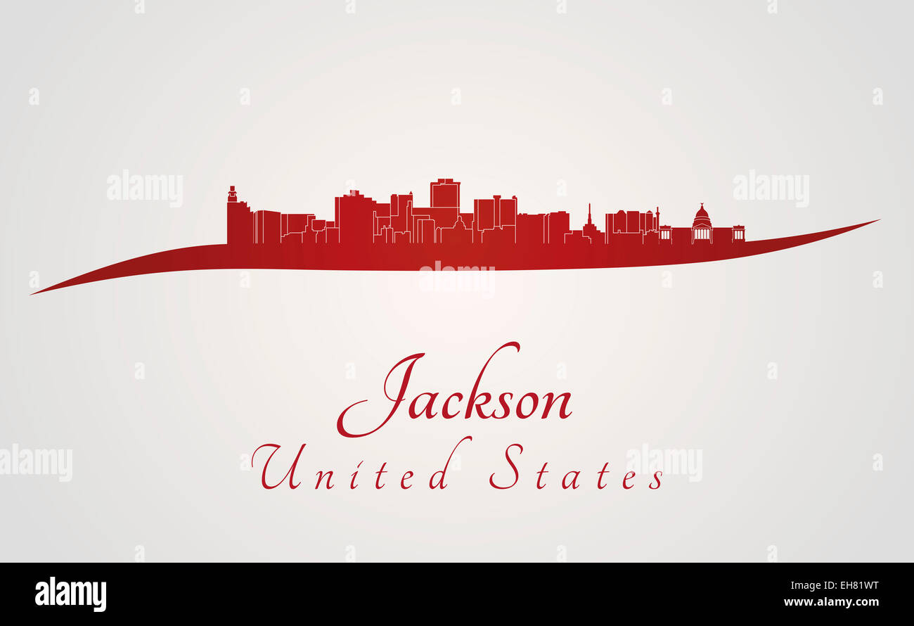 Jackson skyline in red Stock Photo - Alamy