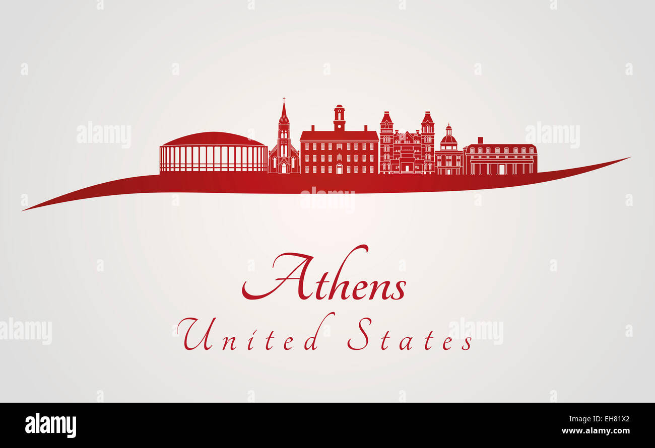 Athens skyline in red Stock Photo - Alamy