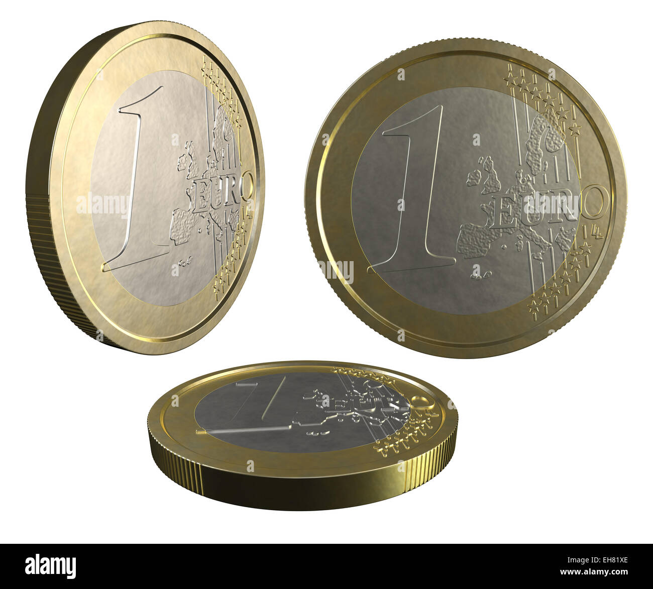 One EURO coin on white background Stock Photo - Alamy