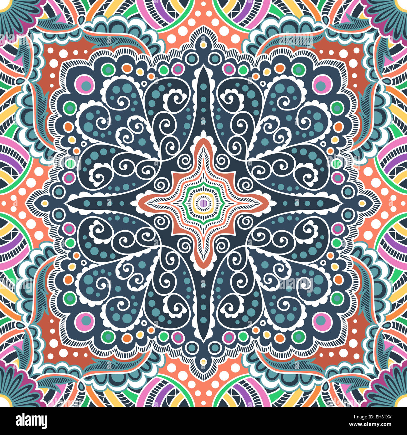 vector seamless varicolored pattern of spirals, swirls, chains Stock ...