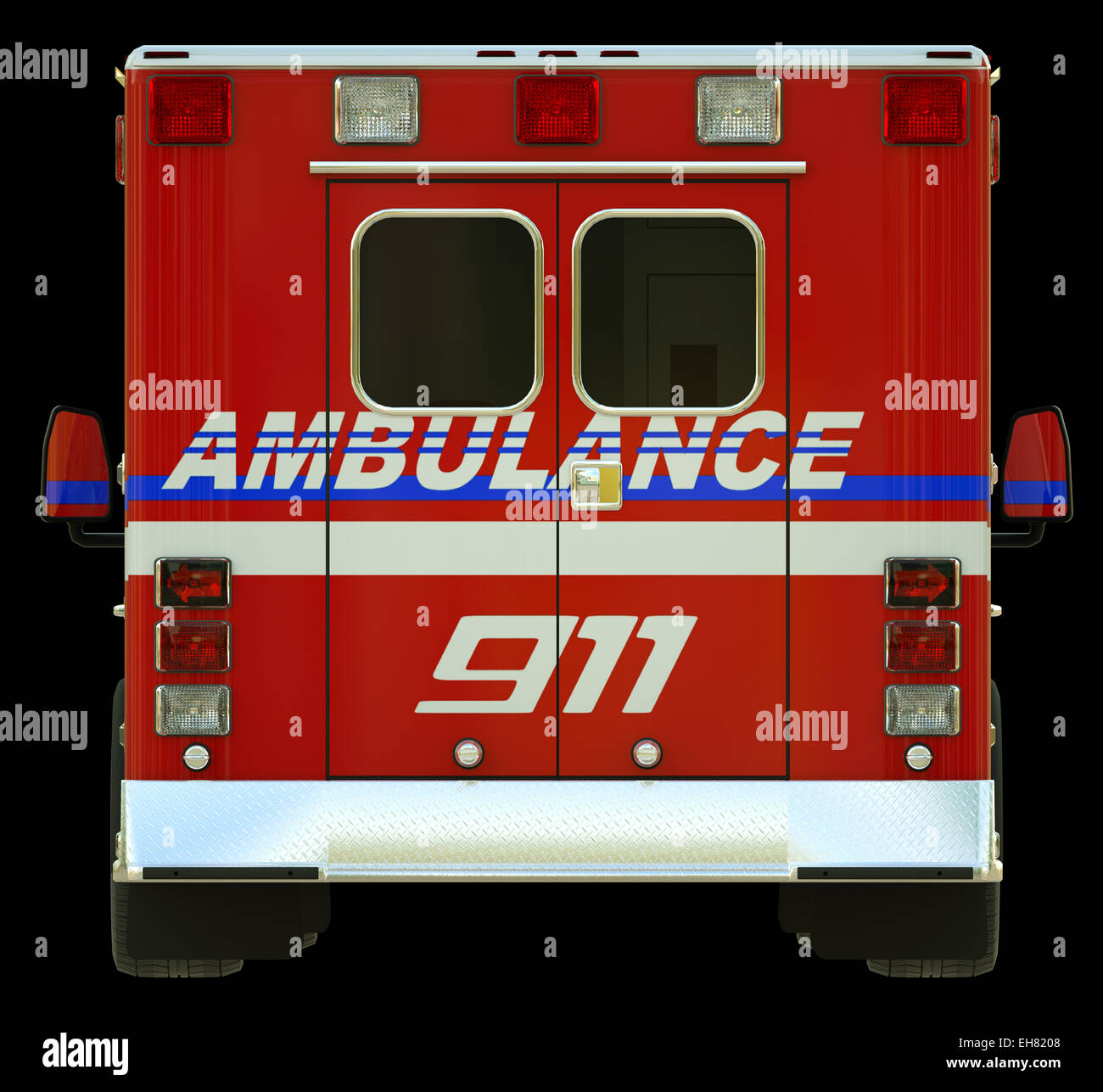 Ambulance: Rear view of emergency services vehicle over white Stock ...