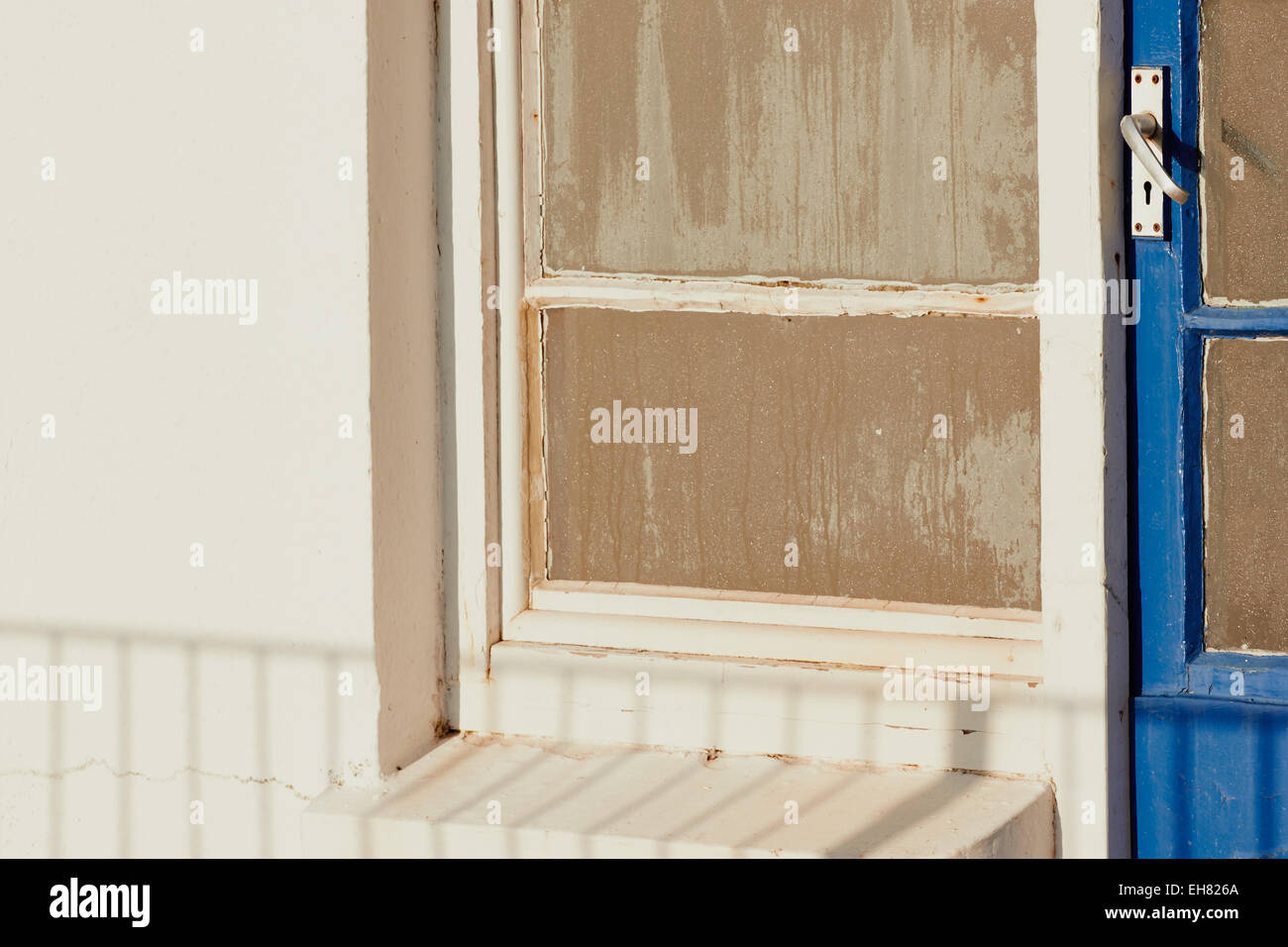 Condensation on beach hut windows Porthgwidden St Ives Cornwall England ...