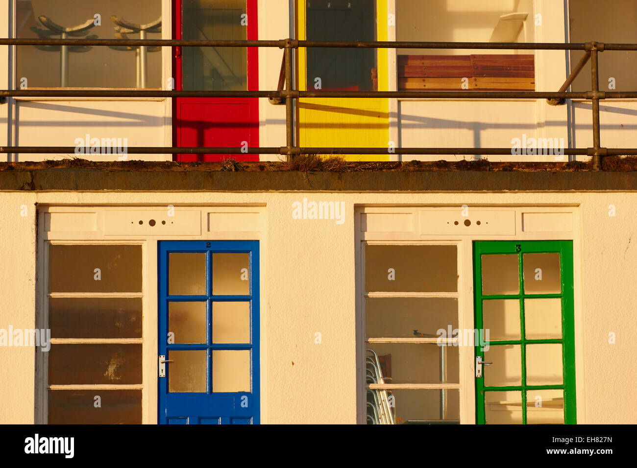 Beach huts above Porthgwidden beach St Ives Cornwall England Europe ...