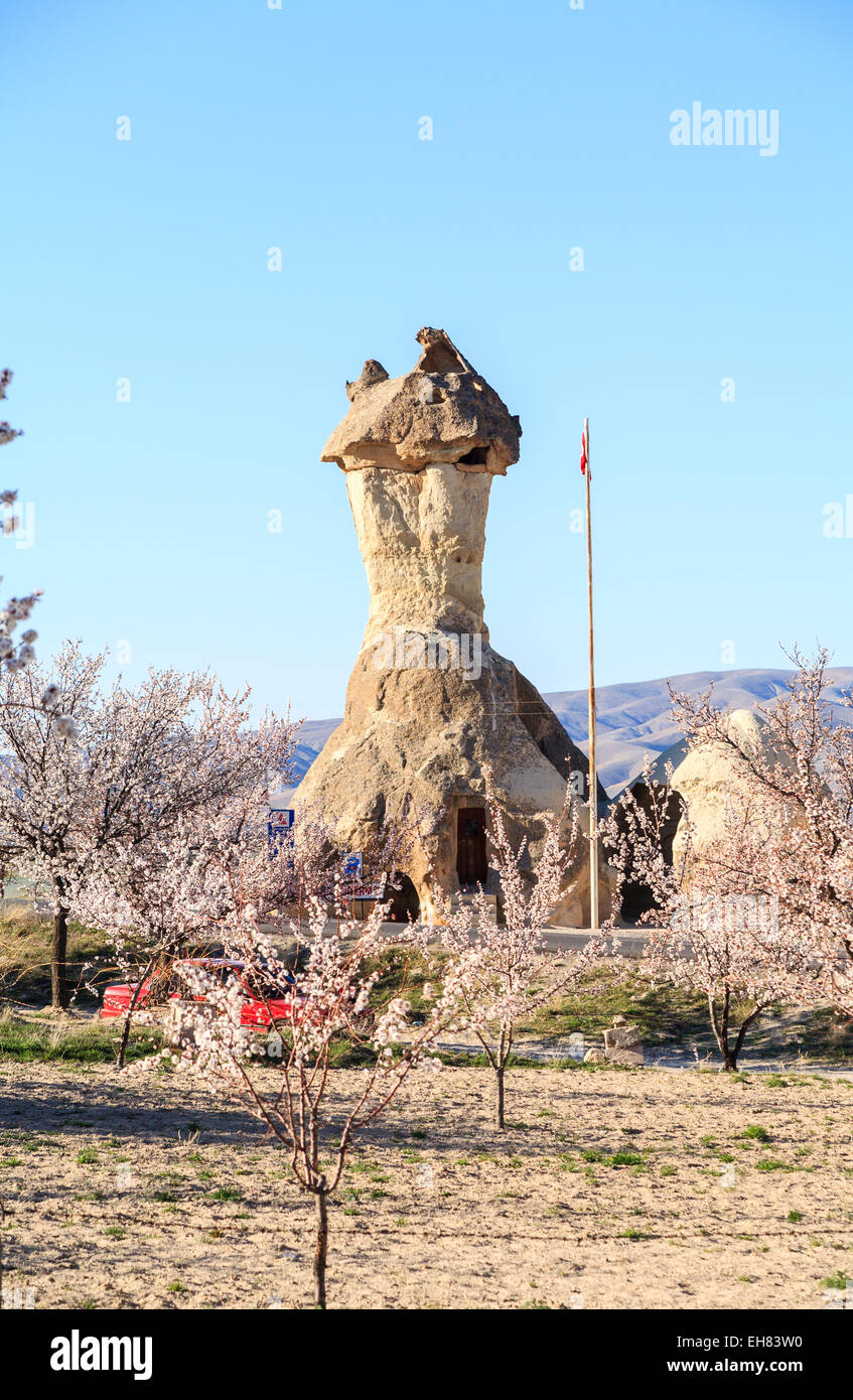 Iconic, strange cone shaped fairy chimney geological rock formation ...
