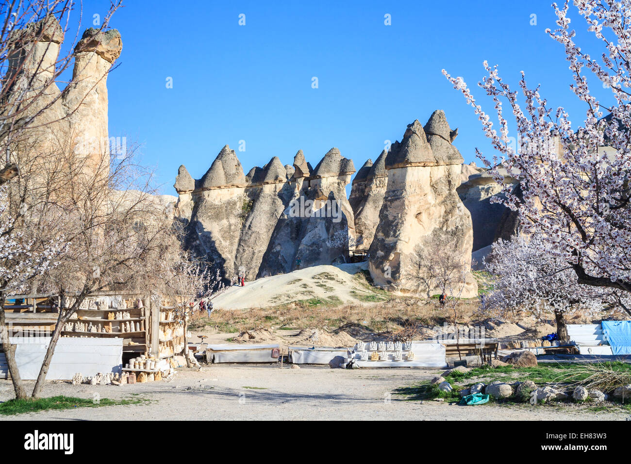 Iconic, strange cone shaped fairy chimney geological rock formations ...