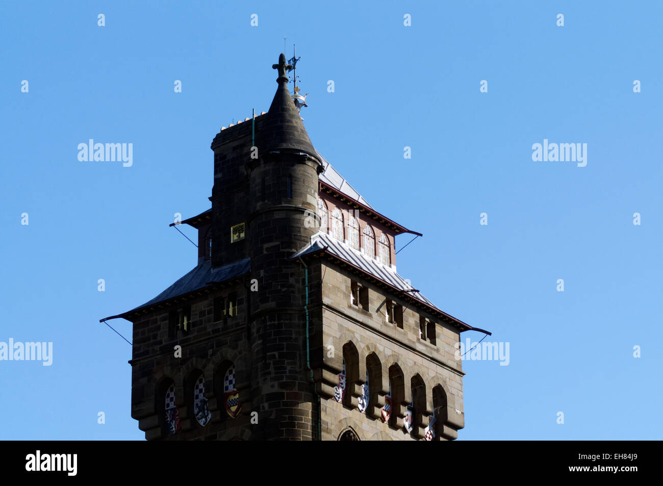 Victorian Clock Tower Designed by William Burges, Cardiff Castle, Wales ...