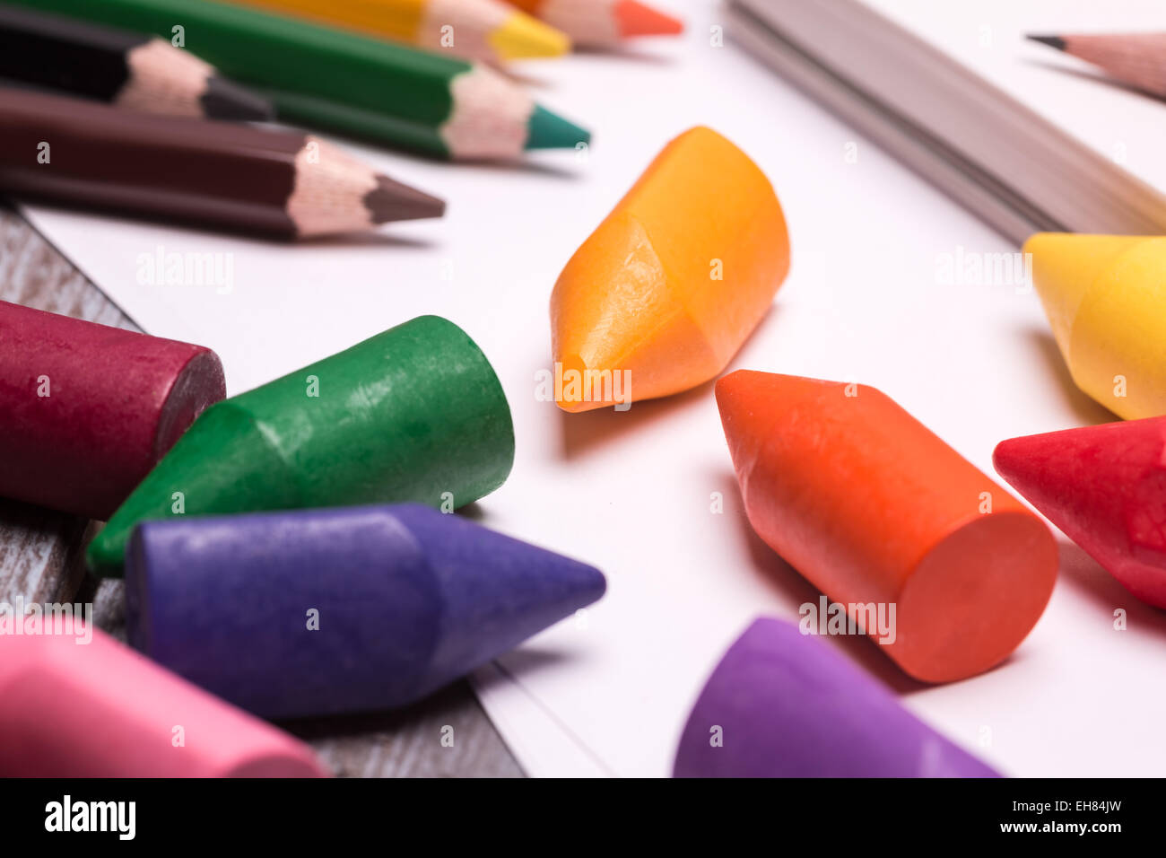 colorful crayons and pencils Stock Photo - Alamy