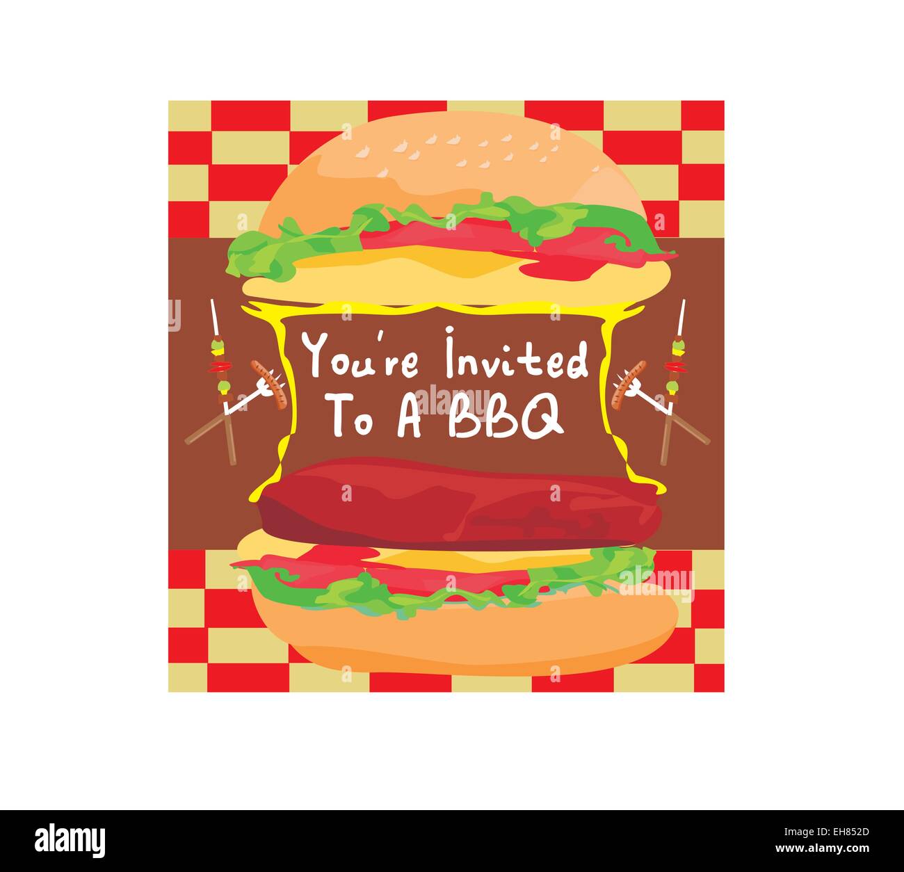 BBQ Party Big Burger invitation Stock Vector Image & Art - Alamy