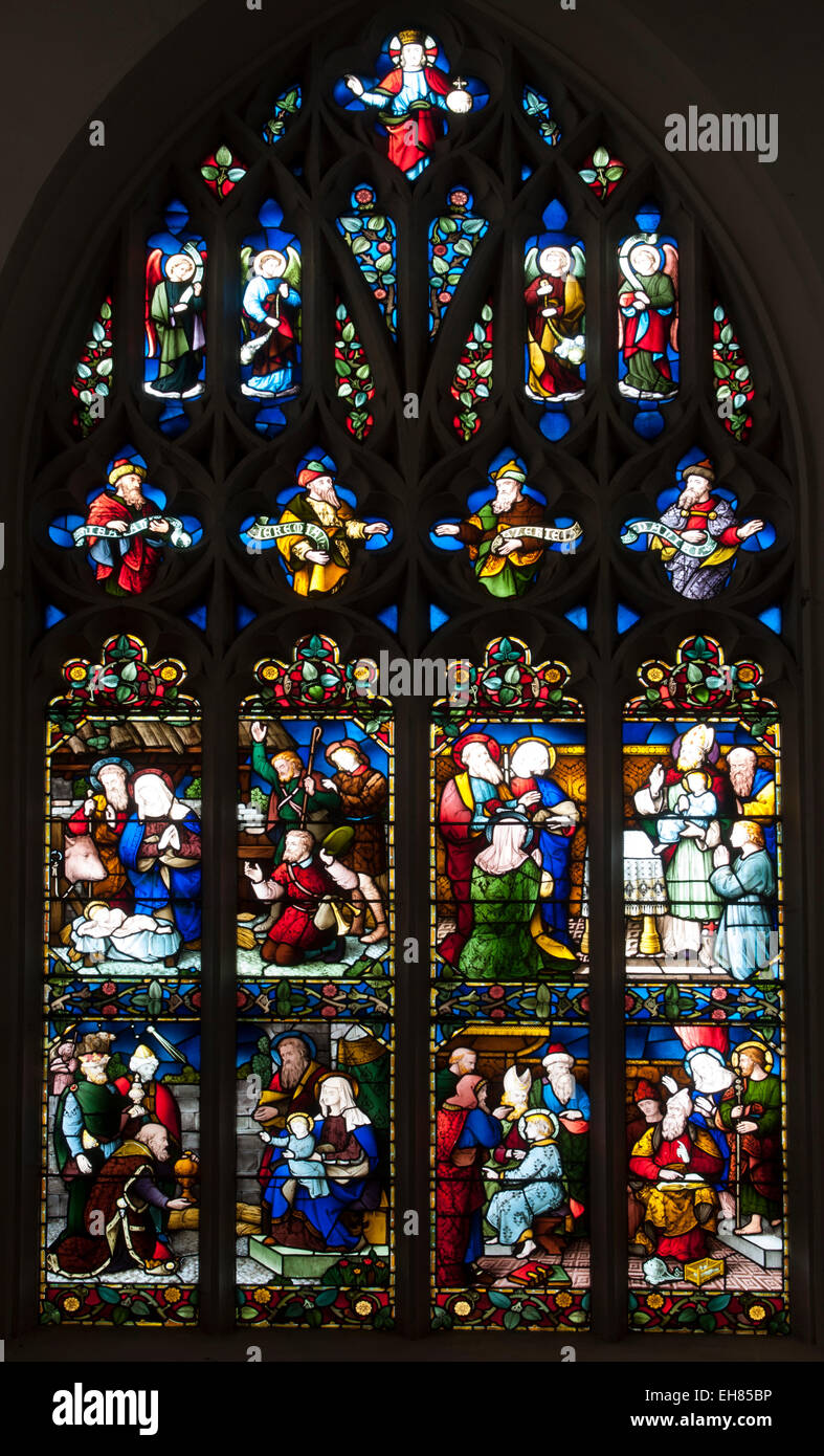 The West Window, St. Nicholas Church, Hatherop, Gloucestershire, England, UK Stock Photo - Alamy