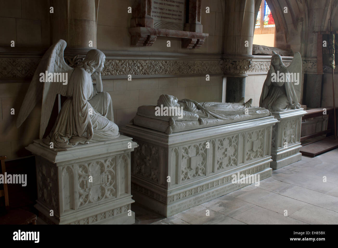 Lady de Mauley monument, St. Nicholas Church, Hatherop, Gloucestershire, England, UK Stock Photo ...