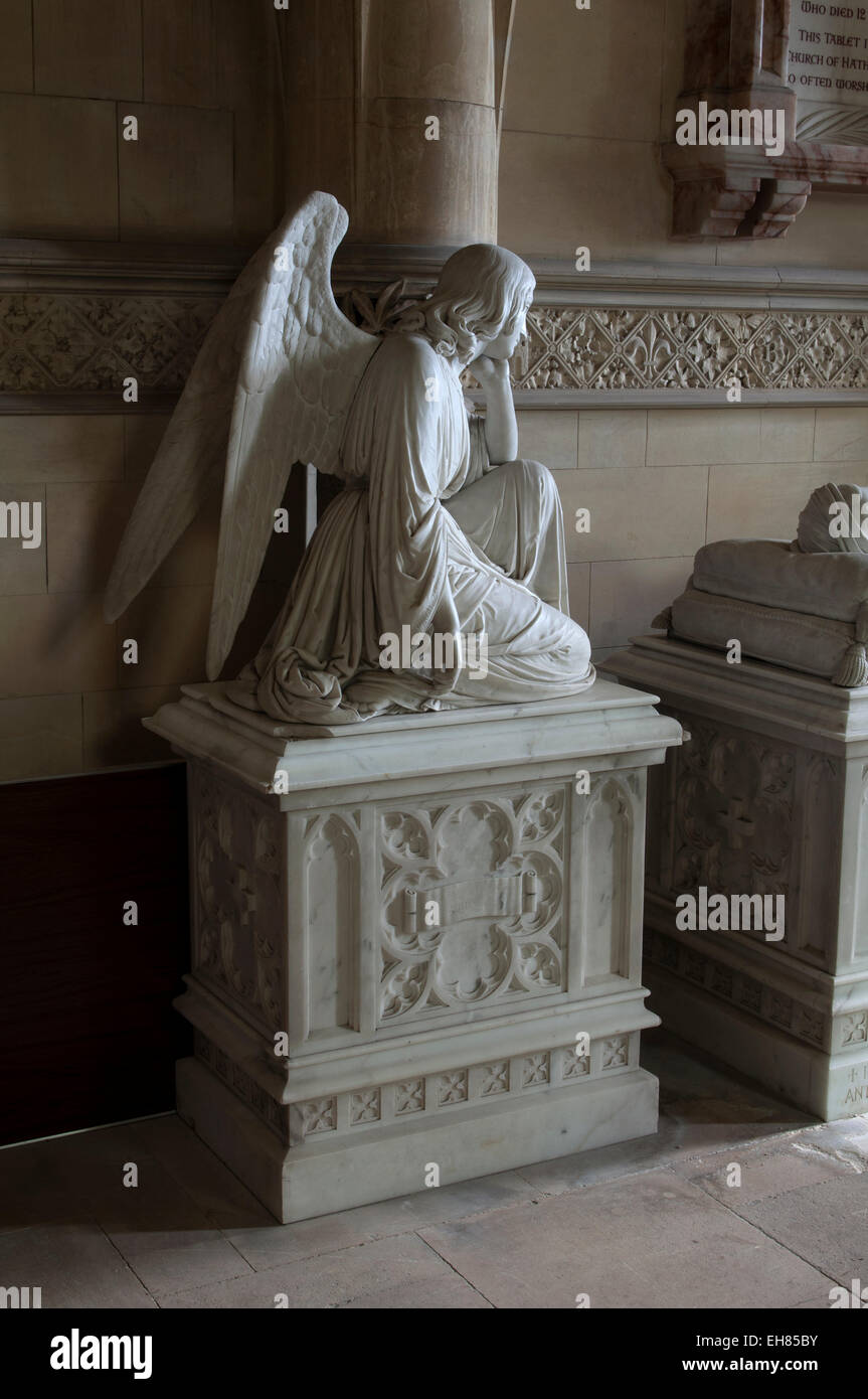 An angel on the Lady de Mauley monument, St. Nicholas Church, Hatherop, Gloucestershire, England ...