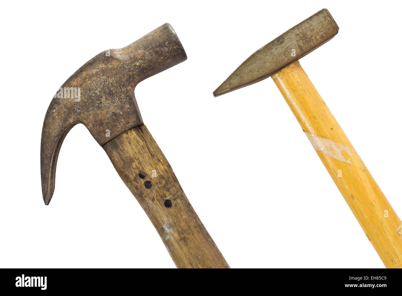 Old and rusty hammer heads, isolated on white background and clipping ...