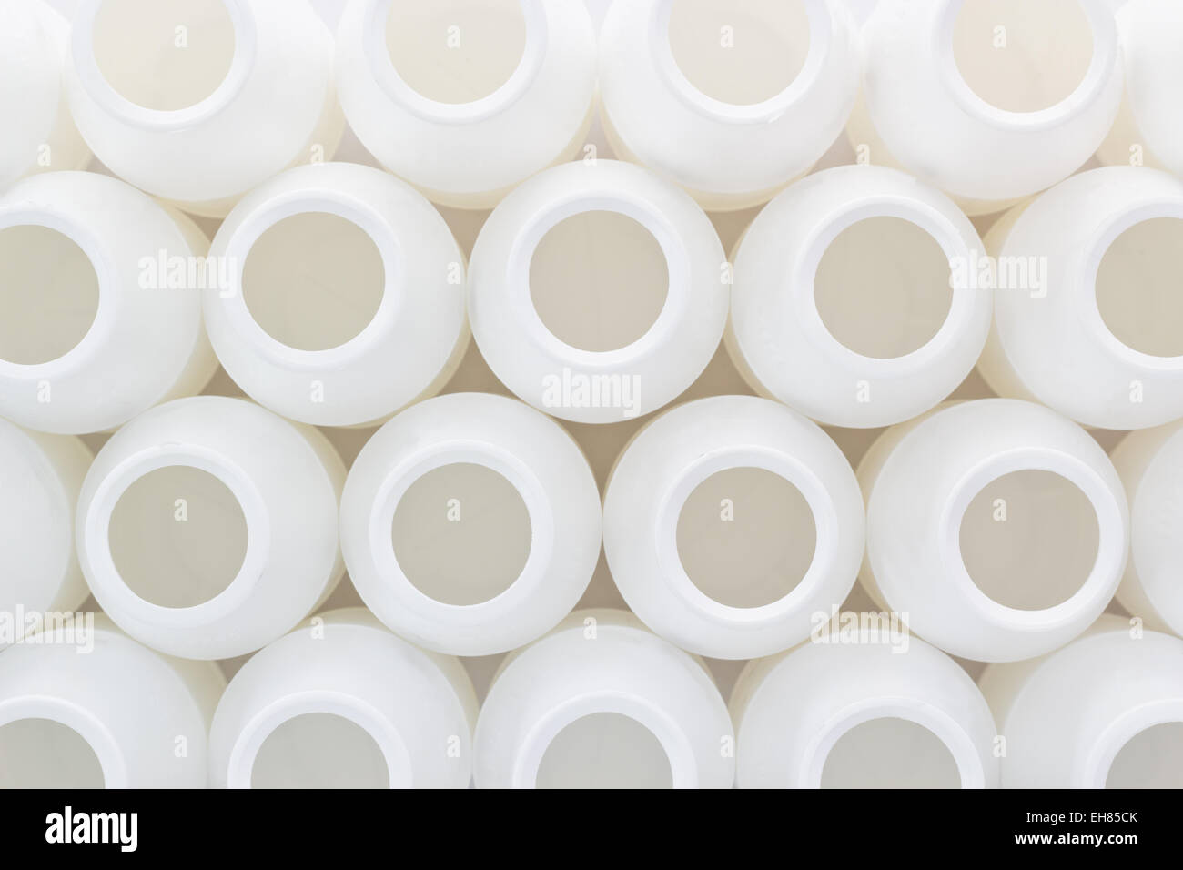Empty White Plastic Bottles, Top View Background Stock Photo - Alamy