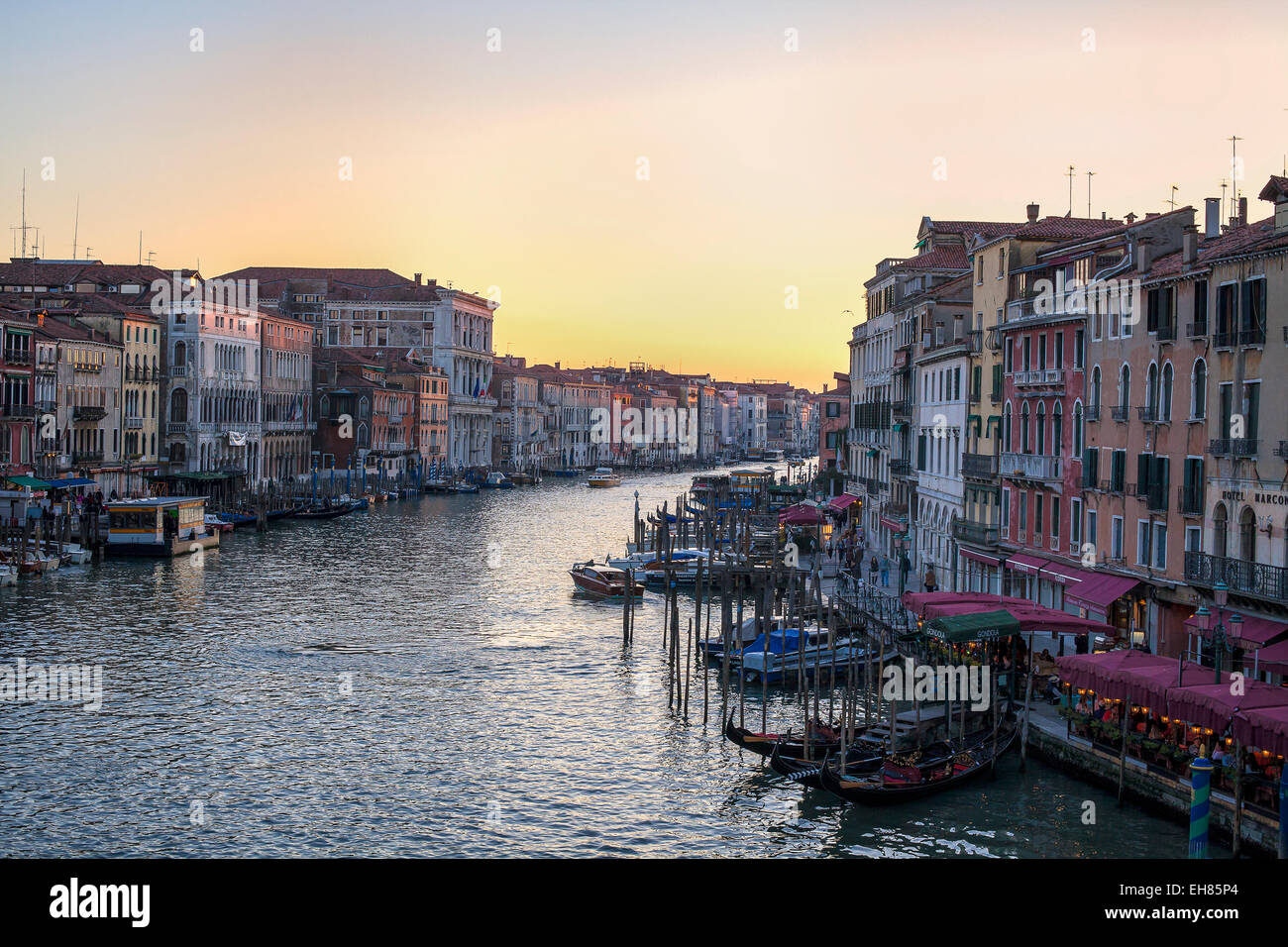 View at sunset from Rialto bridge in Venice, Italy Stock Photo - Alamy