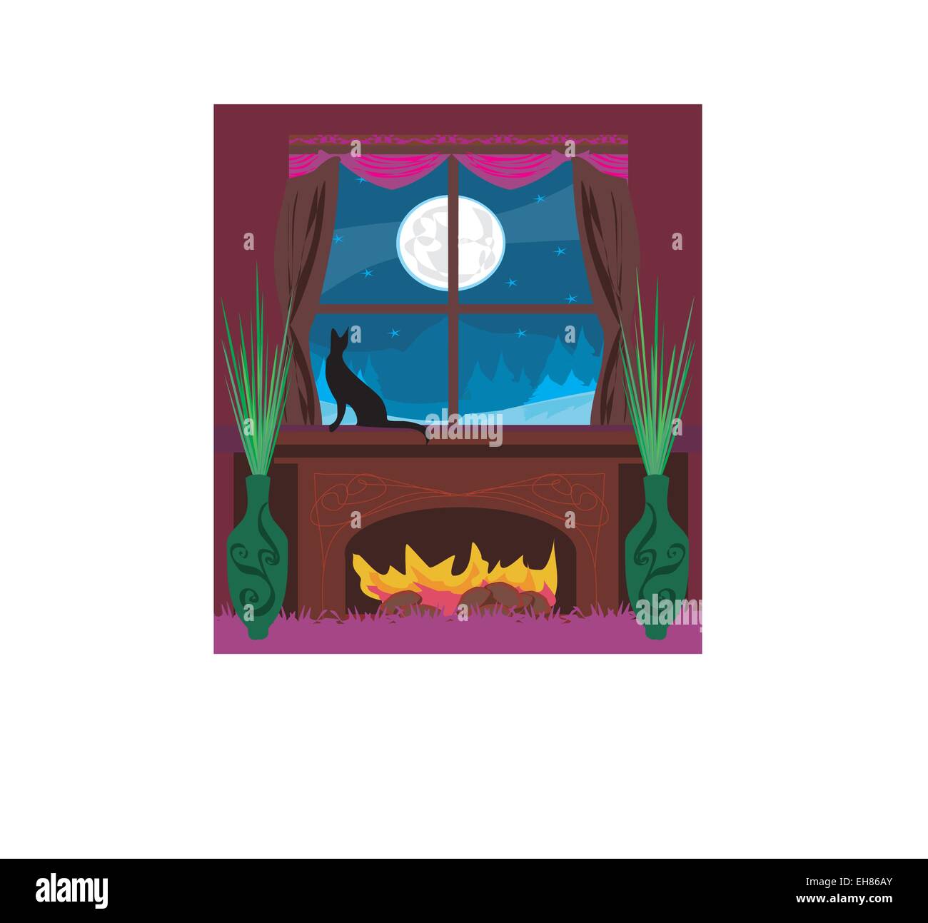 cat looks out the window Stock Vector Image & Art - Alamy