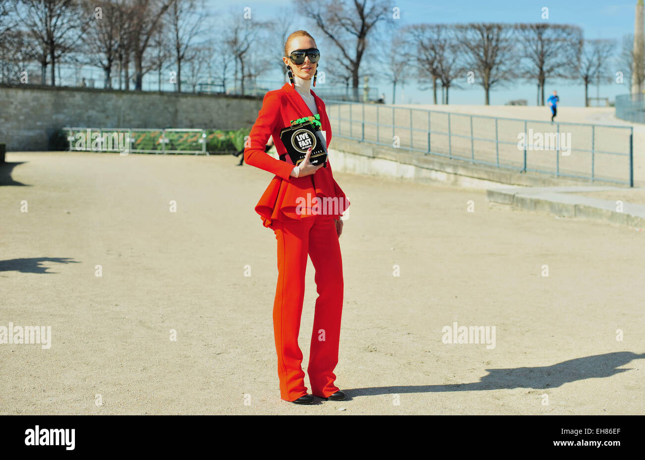 Elina Halimi, Art Drictor of Kabuki, arriving at Issey Myake runway ...