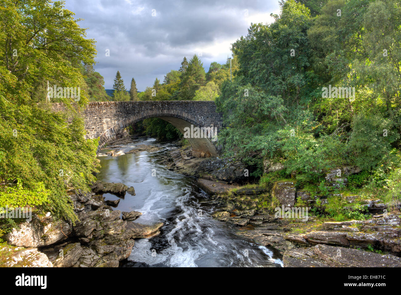 The Thomas Telford Bridge and the Invermoriston falls and river on the ...