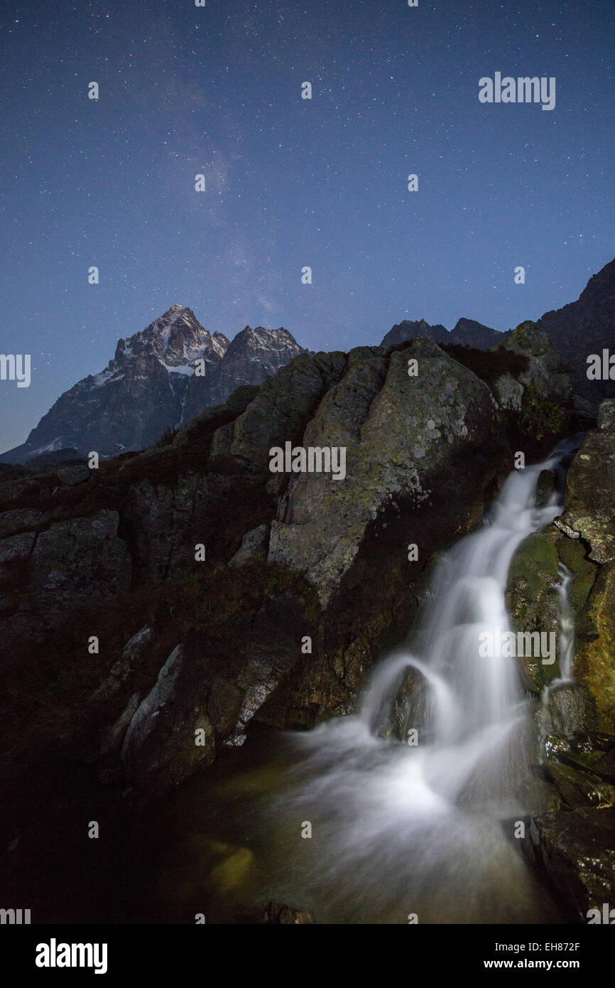 The sources of River Po, the longest in Italy, by Monviso (Monte Viso ...