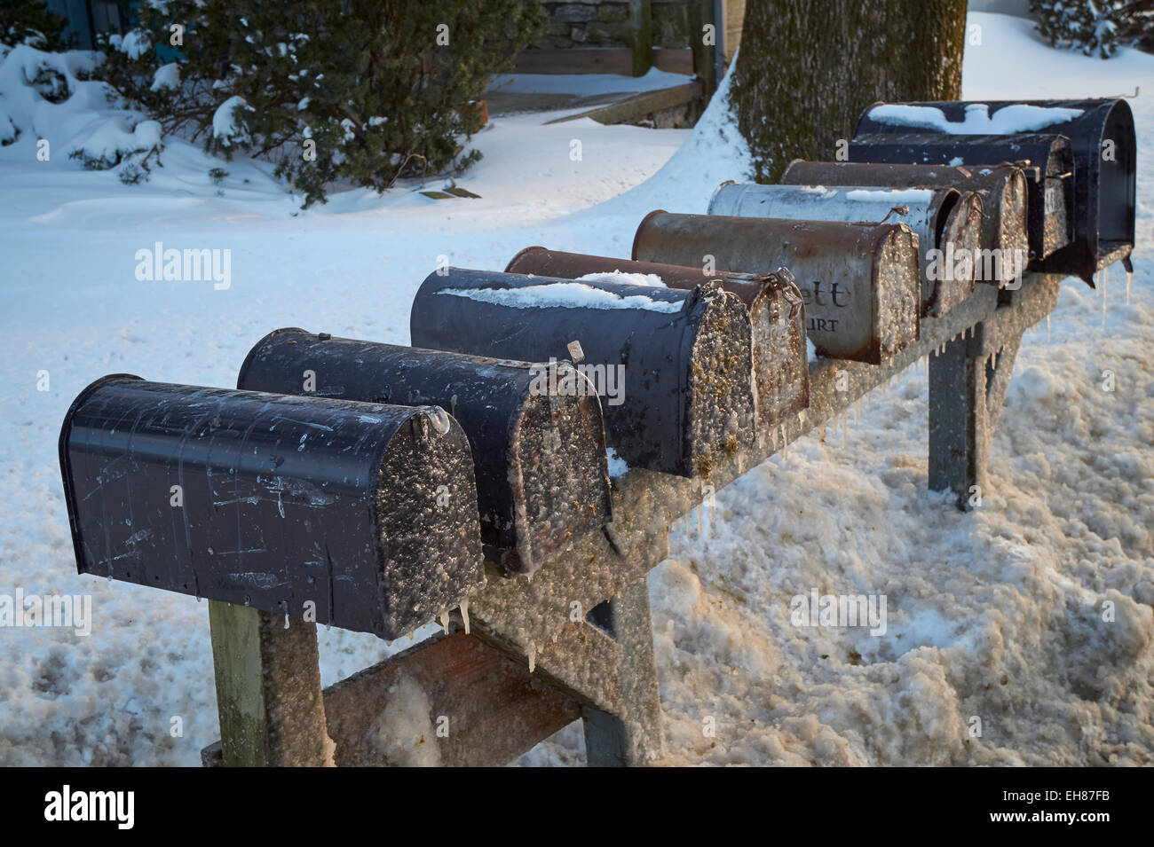 American rural mailboxes in snow, Quarryville, PA Stock Photo - Alamy