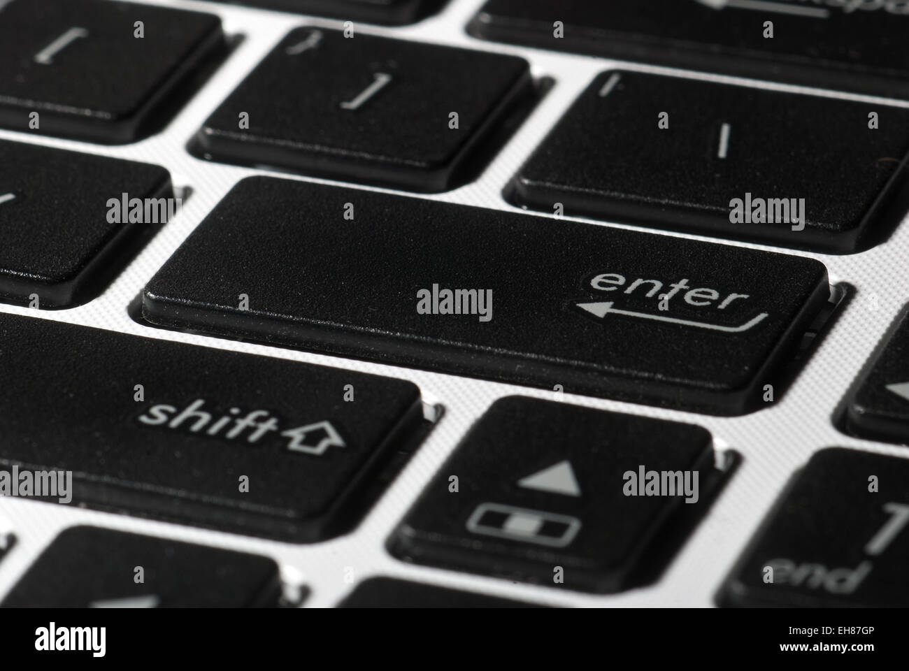 Closeup of computer keyboard with enter button Stock Photo - Alamy