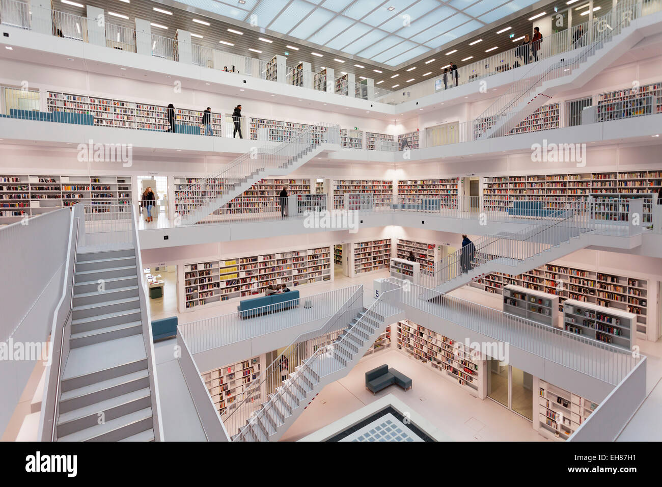 Gallery hall of the new public library at Mailänder Platz square ...