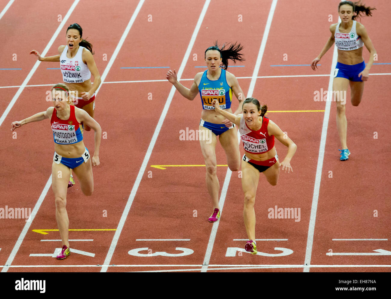 Switzerland's gold medal winner Selina Buechel, second from right ...