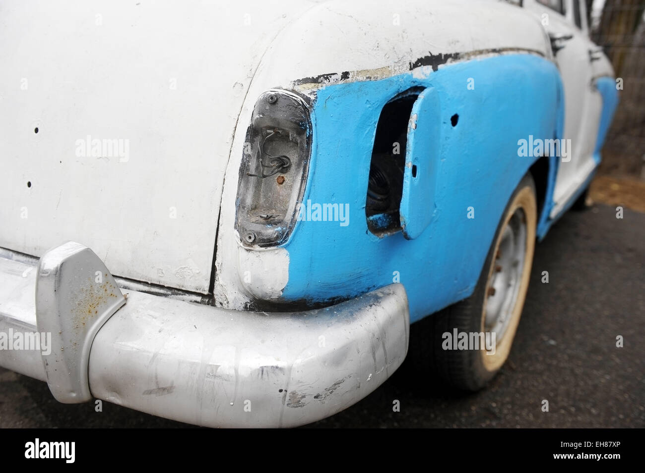 Detail with a missing taillight from a junk abandoned car Stock Photo ...