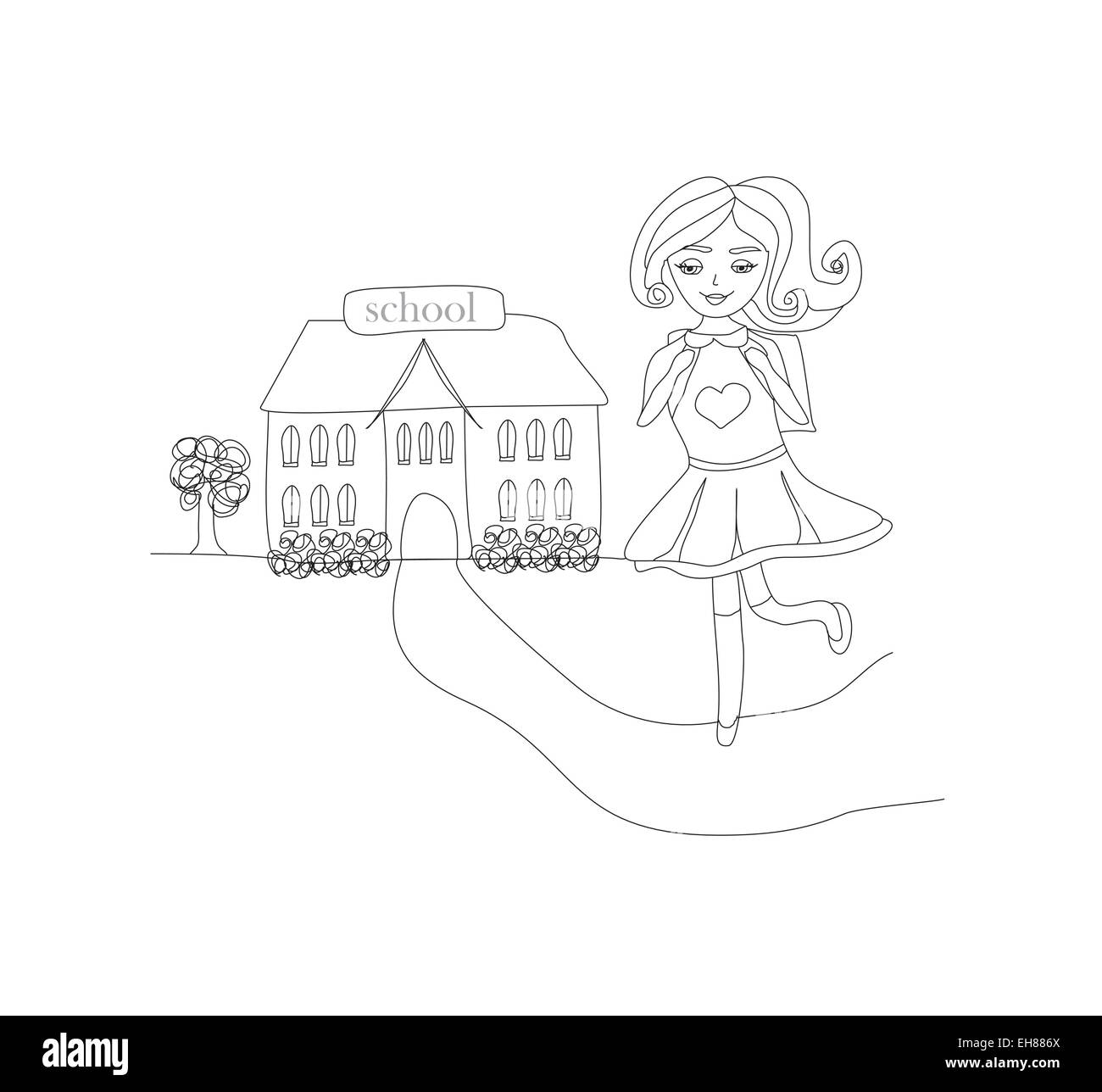 Hand student girl drawing Black and White Stock Photos & Images - Alamy