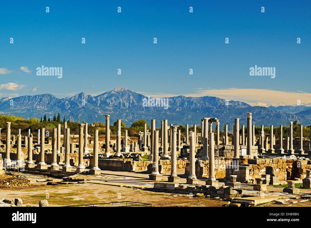 Ancient city of Perge and Taurus Mountains, Antalya Province, Anatolia ...