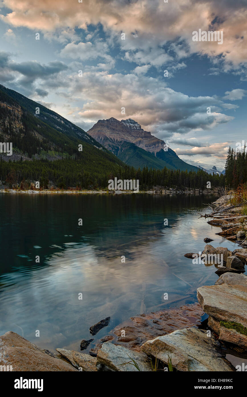 Mount Kerkeslin reflected in Horseshoe Lake, Jasper National Park ...