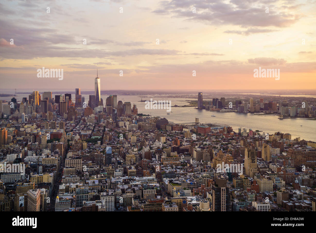 Manhattan skyline looking south towards hi-res stock photography and ...