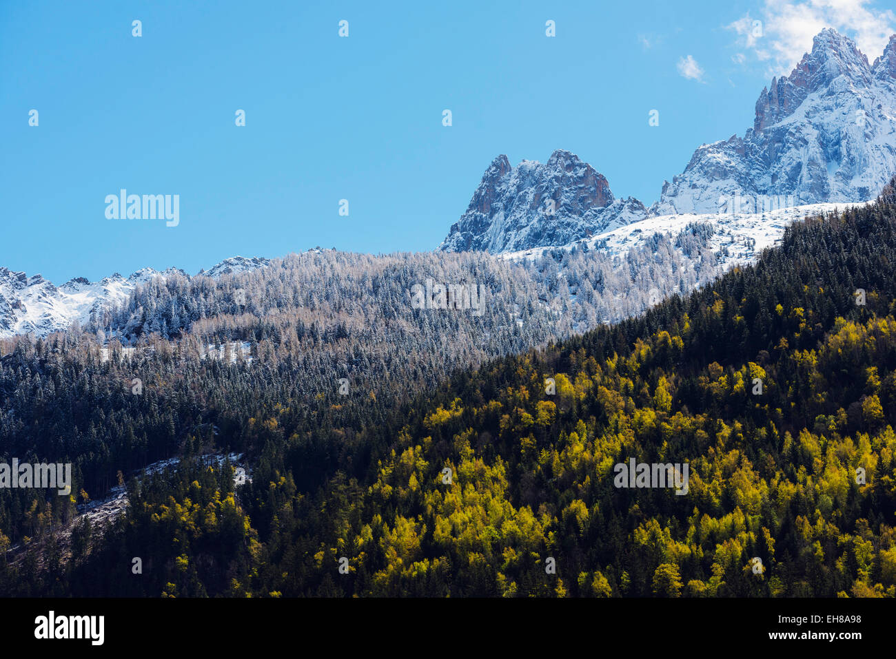 Europe, France, Haute Savoie, Rhone Alps, Chamonix Valley, spring snow ...