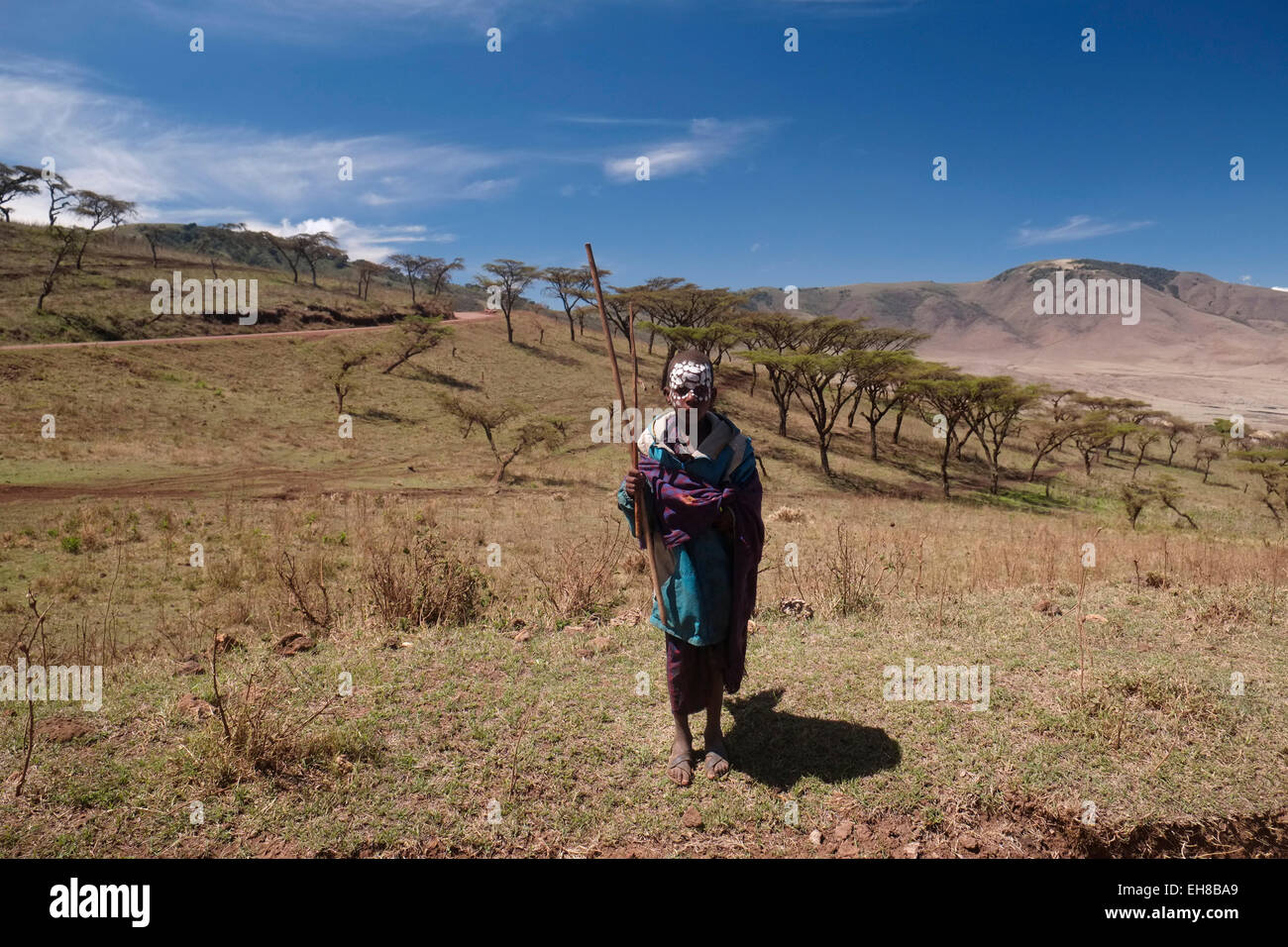 A teenage Maasai with painted face after the 'emorata' ceremony, which ...