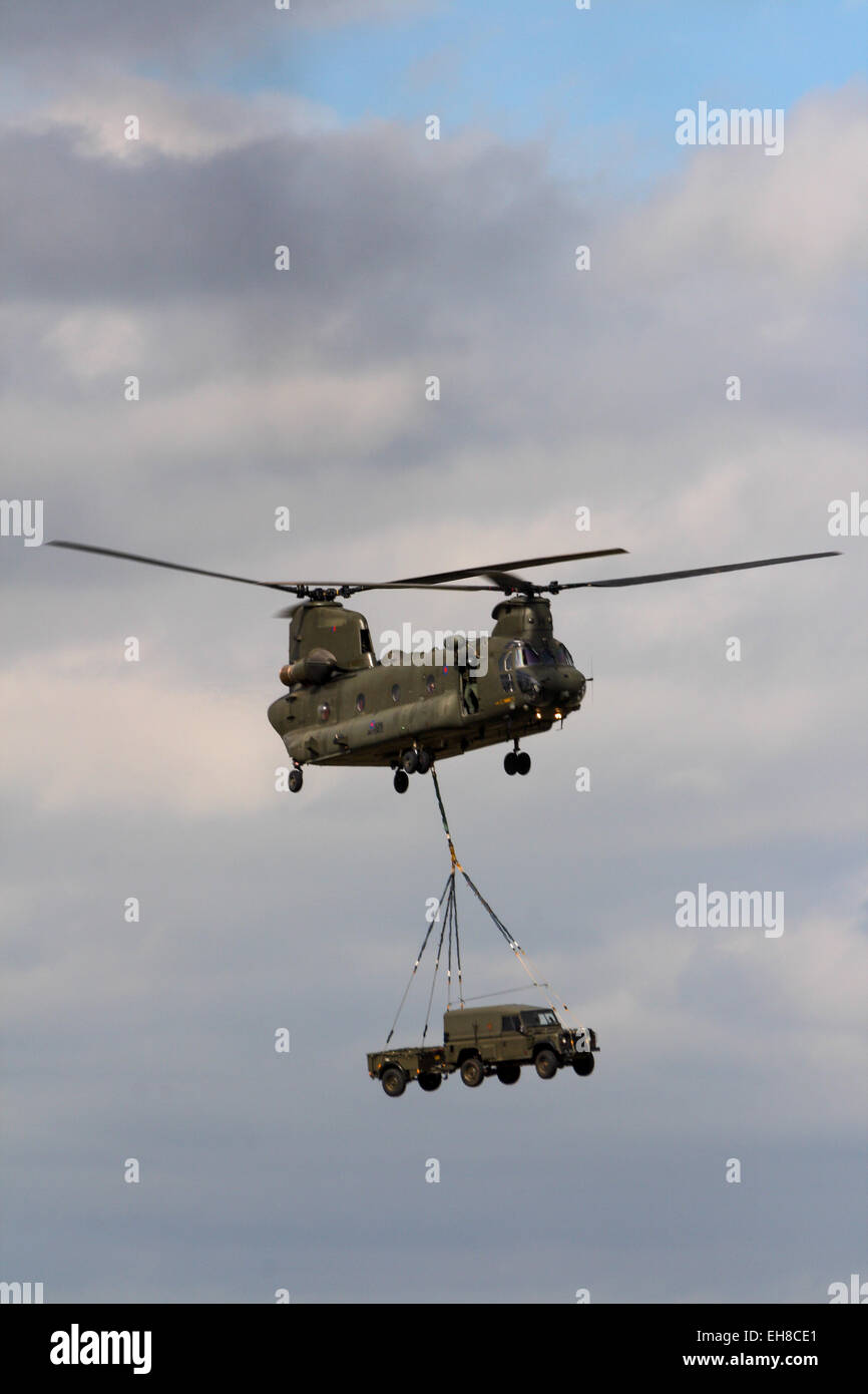 An Army Air Corps Chinook Helicopter with an under slung load Stock ...