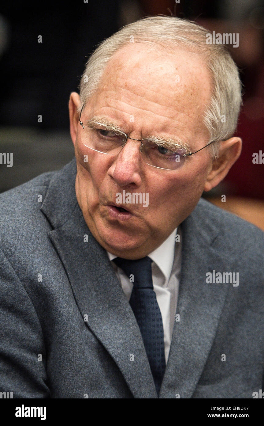 Brussels, Bxl, Belgium. 9th Mar, 2015. Wolfgang Schauble, German ...
