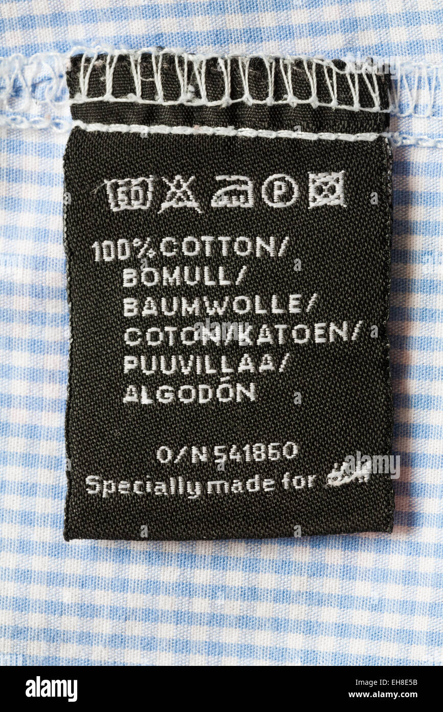 100% cotton label in checked shirt clothing Specially made for H&M ...