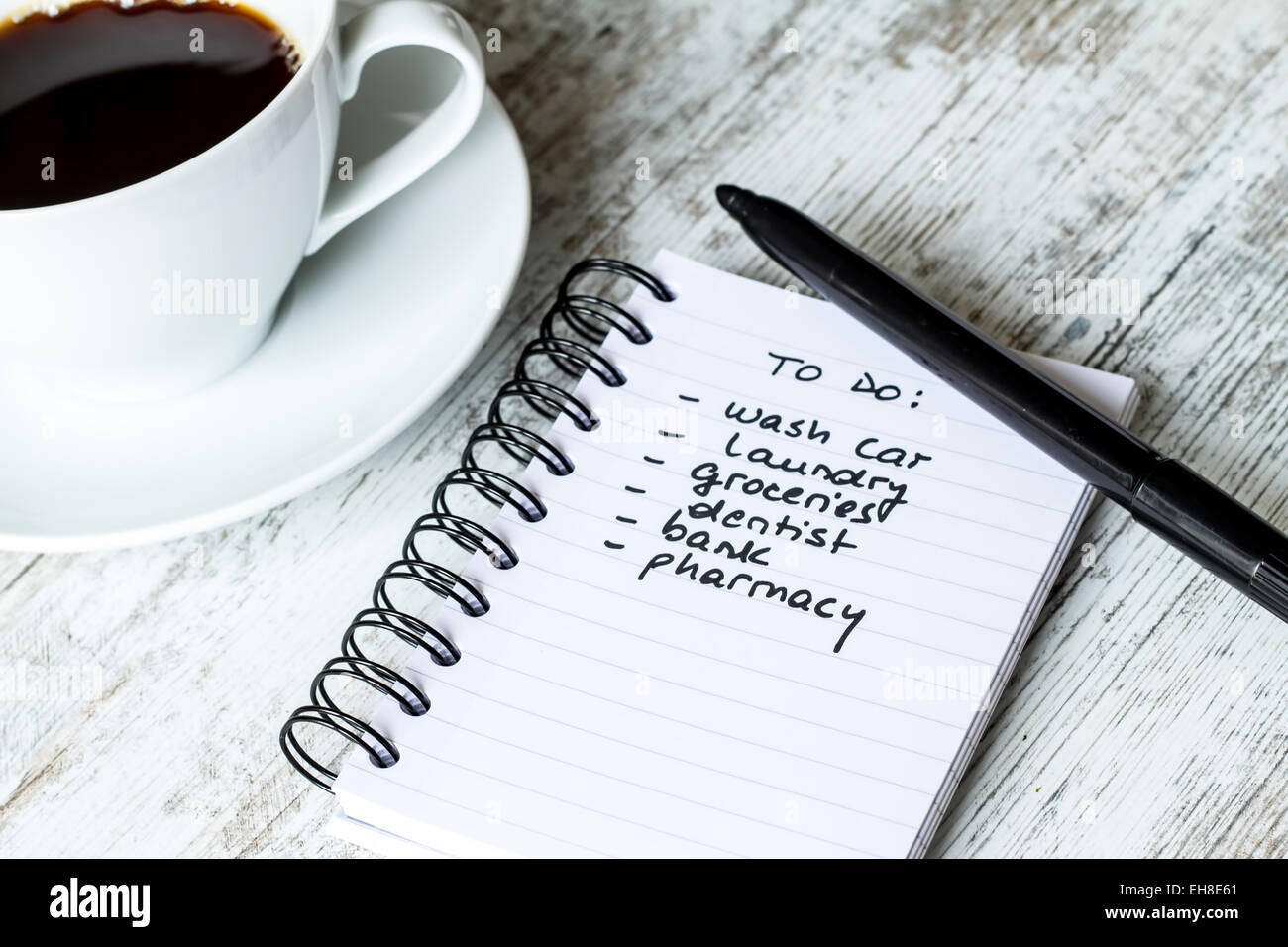To do list meanwhile having a coffee Stock Photo - Alamy