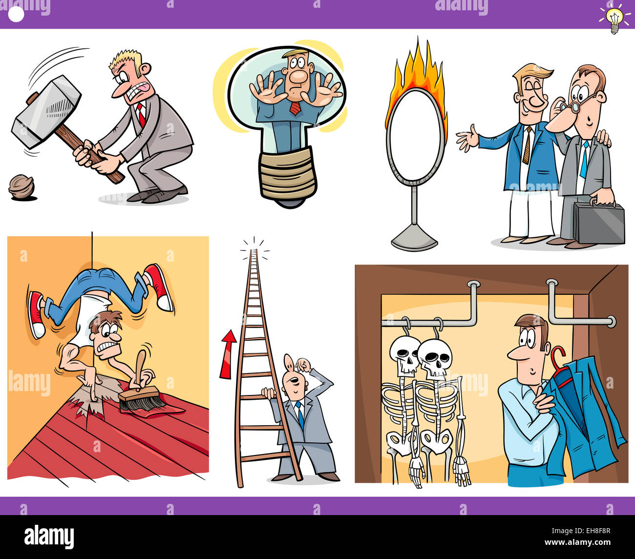 Illustration Set of Humorous Cartoon Concepts or Ideas and Metaphors ...