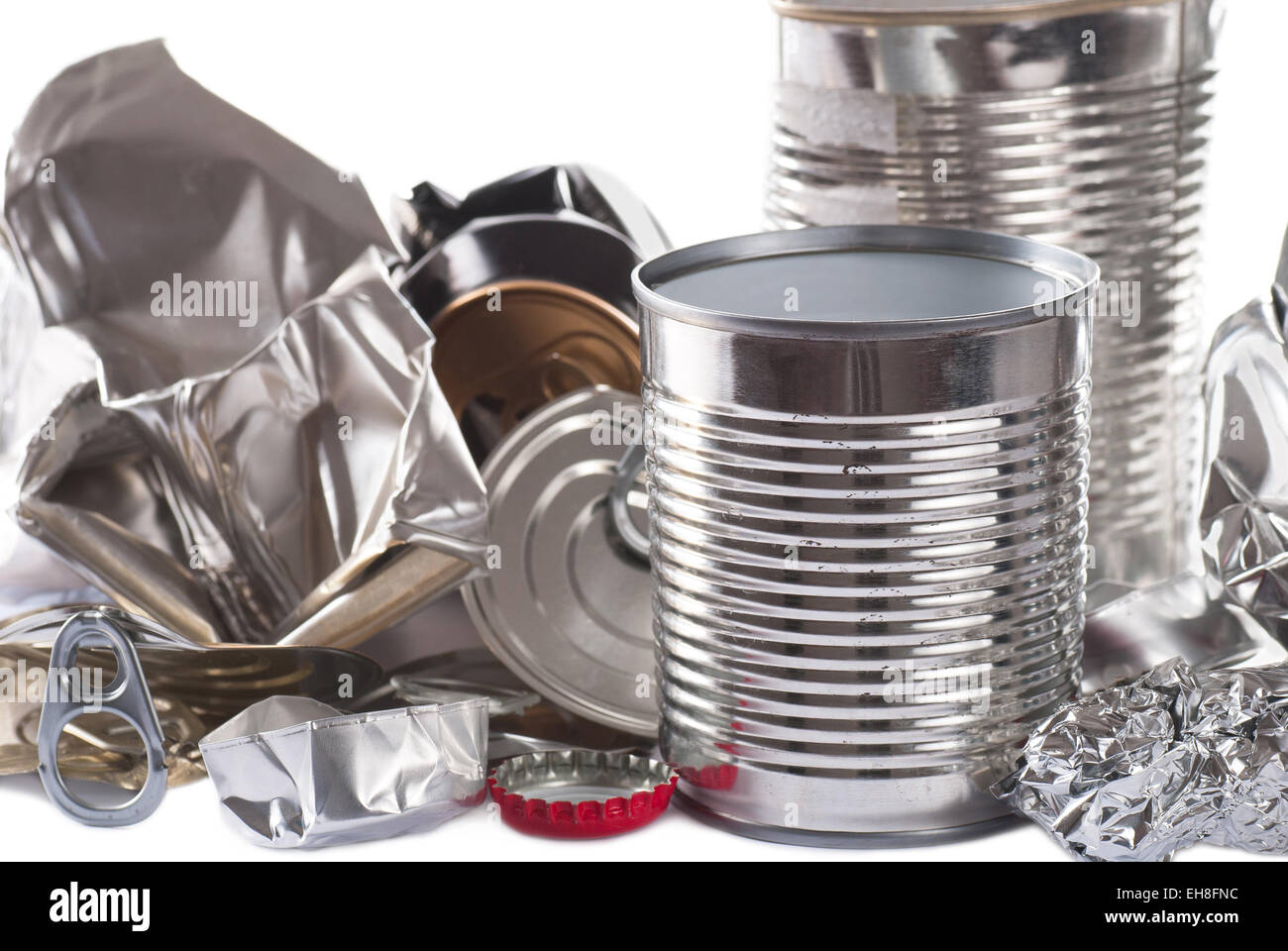 Various metal packaging for recycling Stock Photo - Alamy