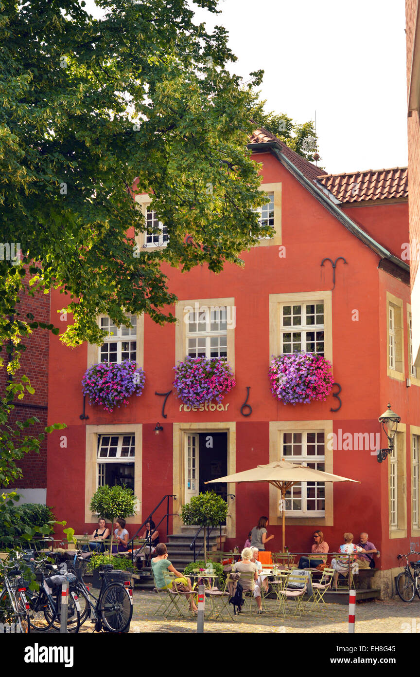 MUNSTER, GERMANY - AUGUST 2013: A cozy coffee house in the center of ...