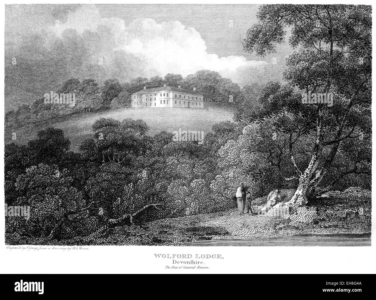 An engraving of Wolford Lodge, Devonshire - The Seat of General Simcoe ...