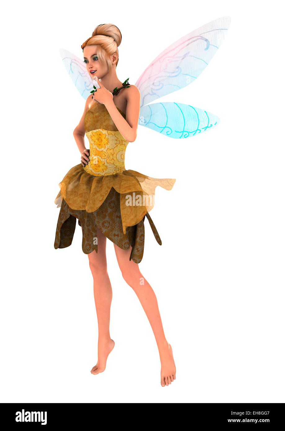 3D digital render of a beautiful fantasy fae isolated on white ...