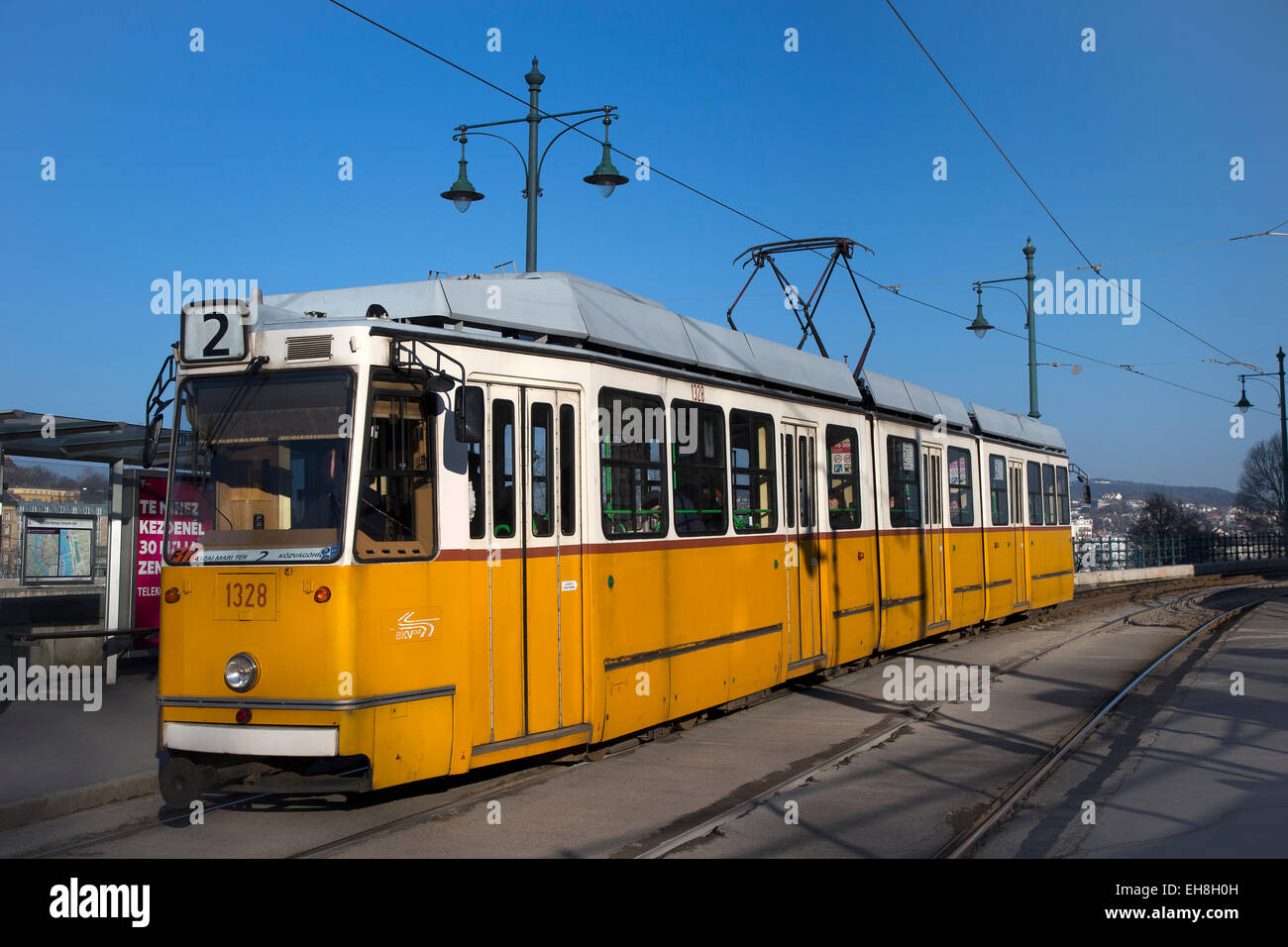 Budapest yellow tram hi-res stock photography and images - Alamy