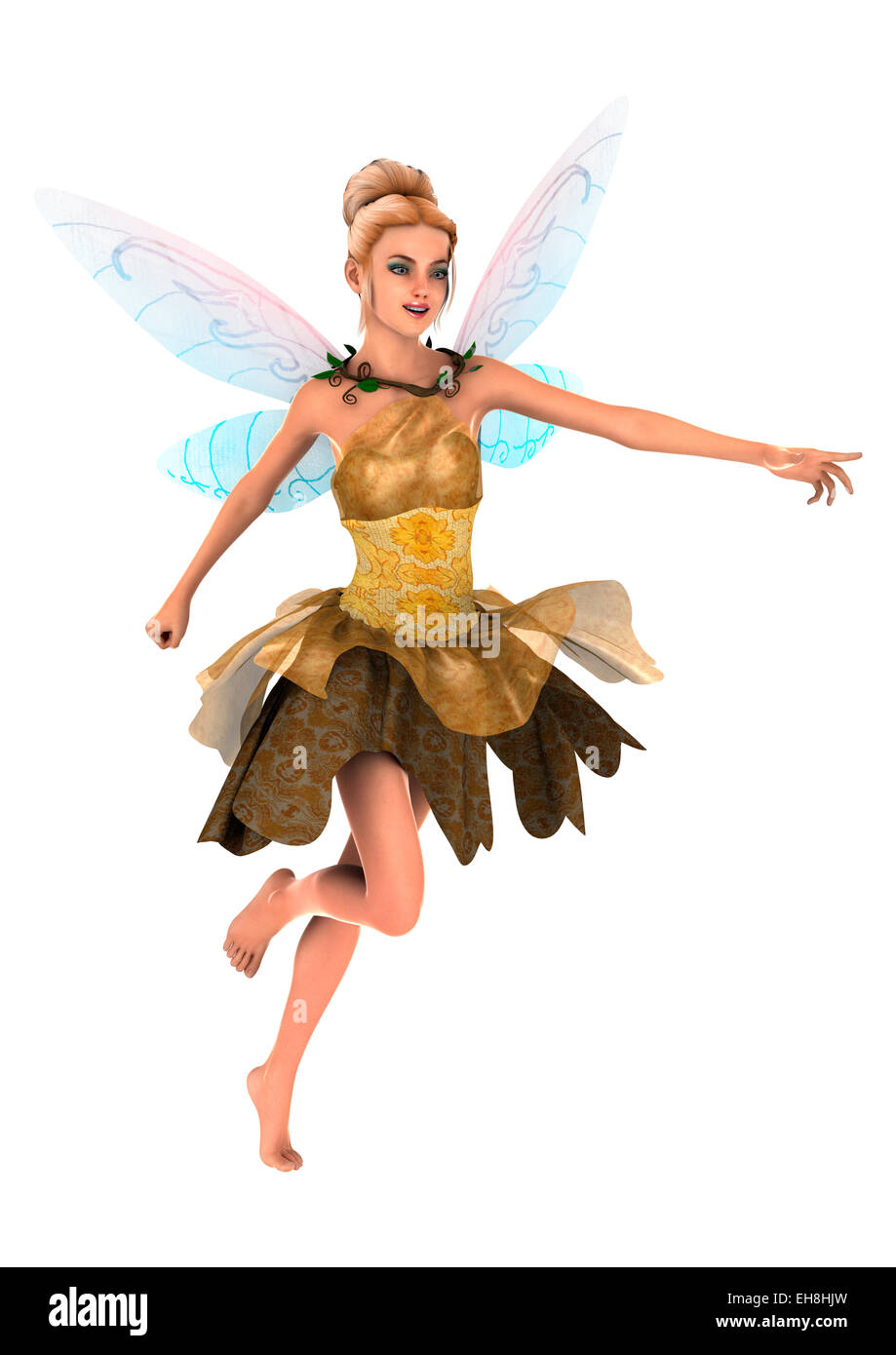 3D digital render of a beautiful fantasy fae isolated on white ...