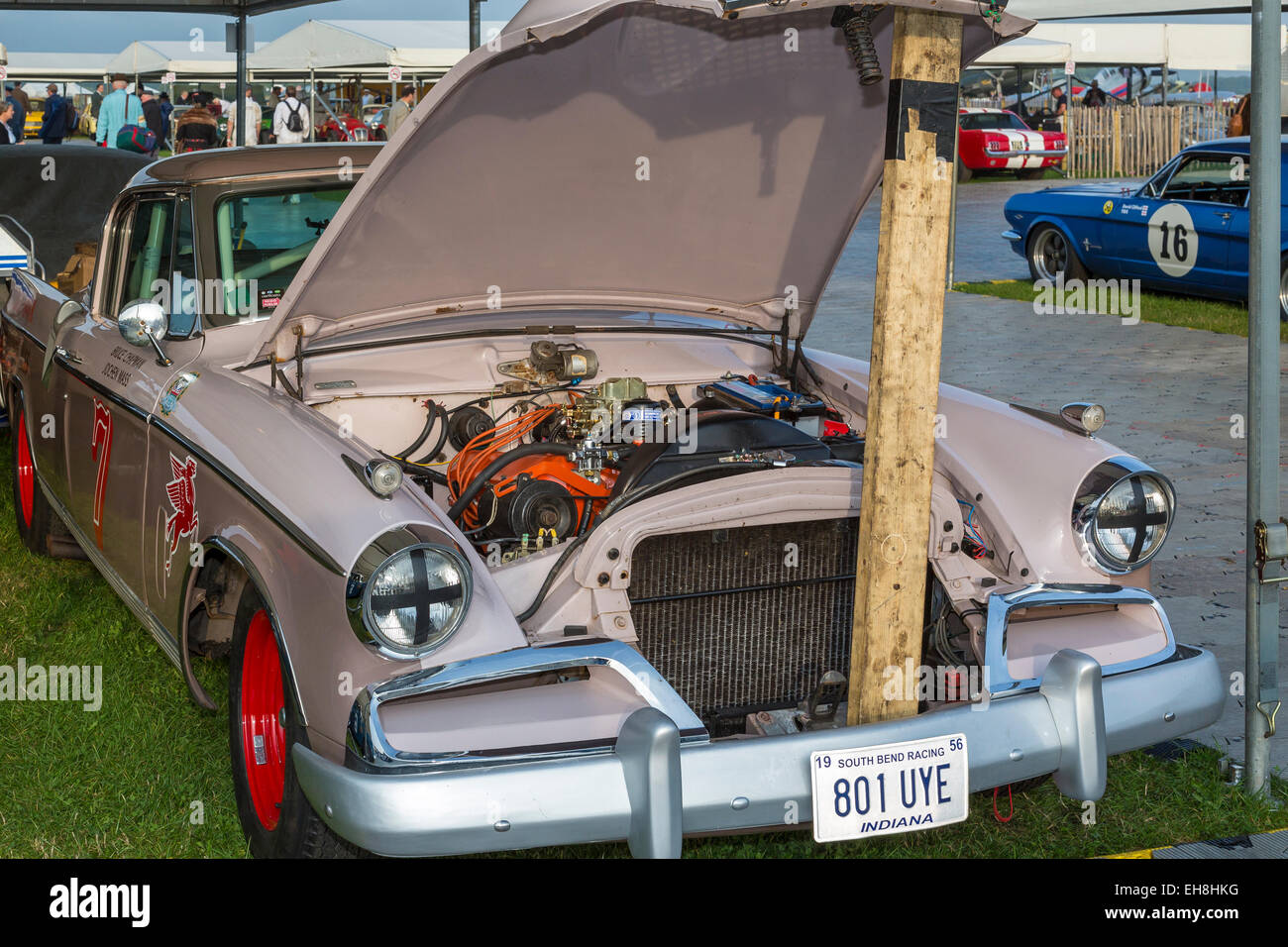 Unconventional bonnet support, 1955 Studebaker Golden Hawk in the ...