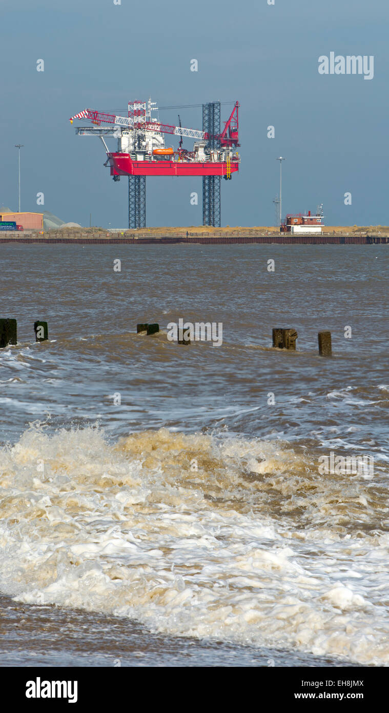 jack up barge Seajacks Leviathan outer harbour used in Offshore Wind ...